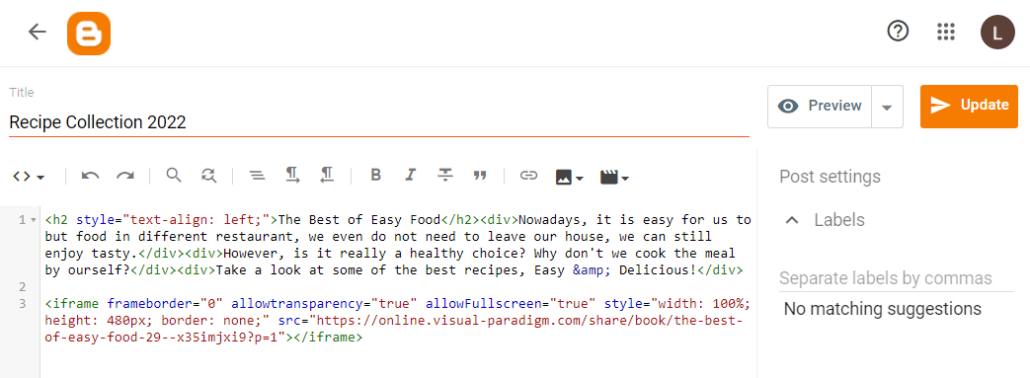 Embed A Flipbook In Blogger - Visual Paradigm Blog