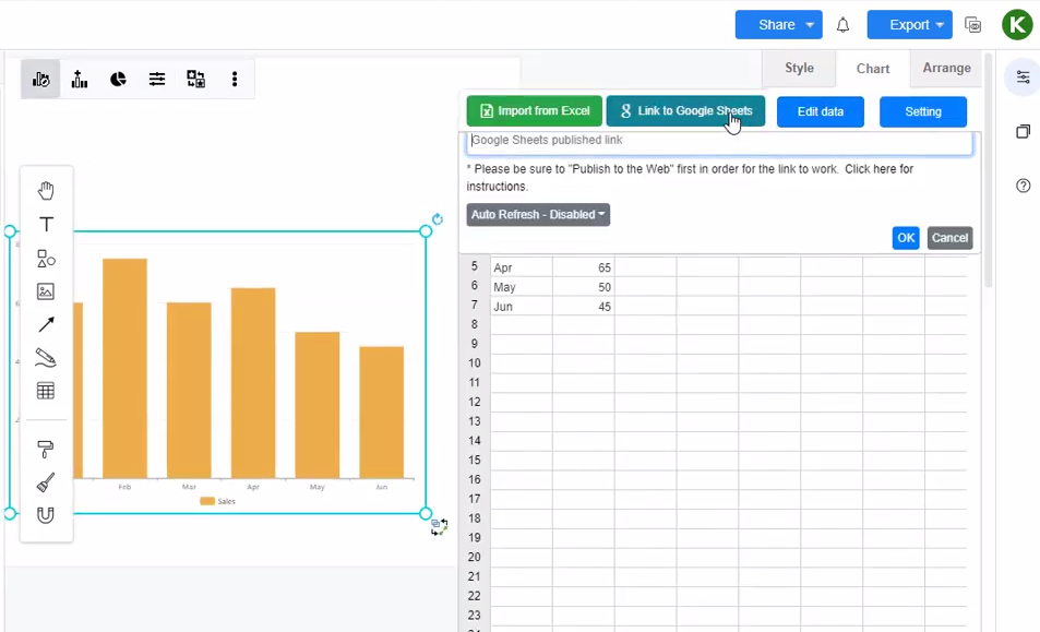 Link chart data with Google Sheet - Visual Paradigm Blog