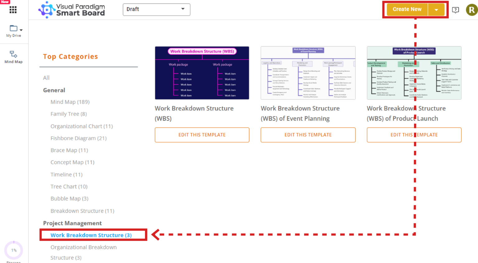 How to Create Work Breakdown Structure Diagram using Visual Paradigm Smart Board - Visual ...